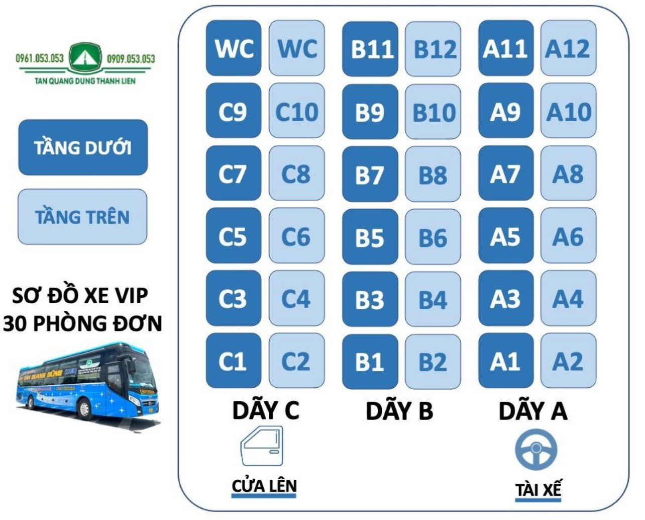 SƠ ĐỒ GHẾ TRÊN XE TÂN QUANG DŨNG - Tân Quang Dũng Thành Liên